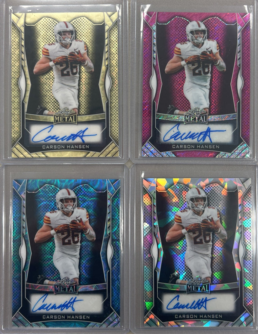 Carson Hansen 2025 Leaf Metal Football Autograph Pack – Leaf Trading Cards